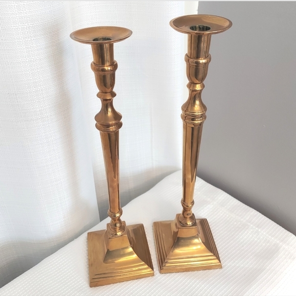 Bombay | Accents | Vtg Tall Brass Candlestick Holders Dinner Tapper ...